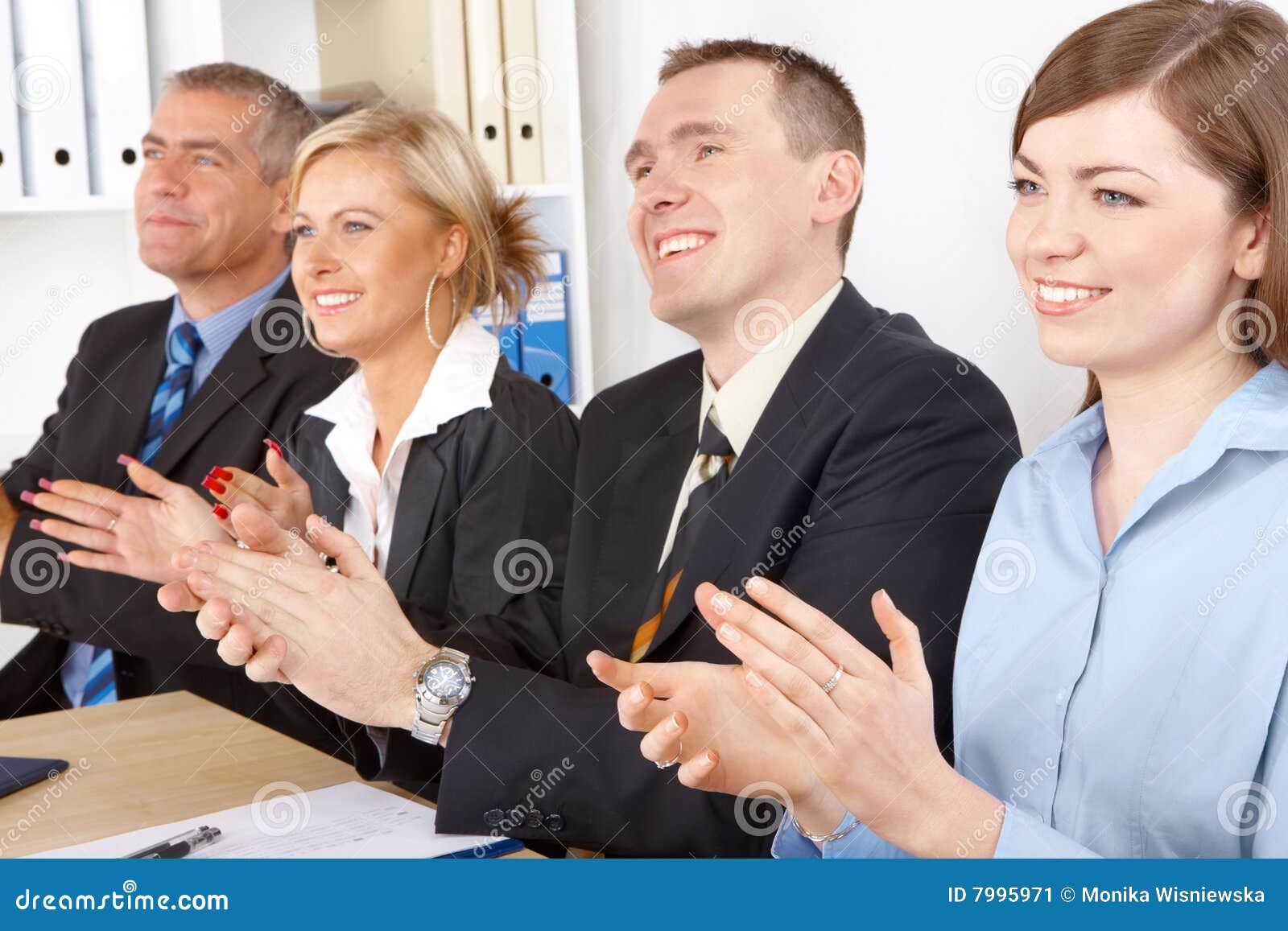 Smiling Business Group Clapping Hands Stock Image - Image of friendly ...