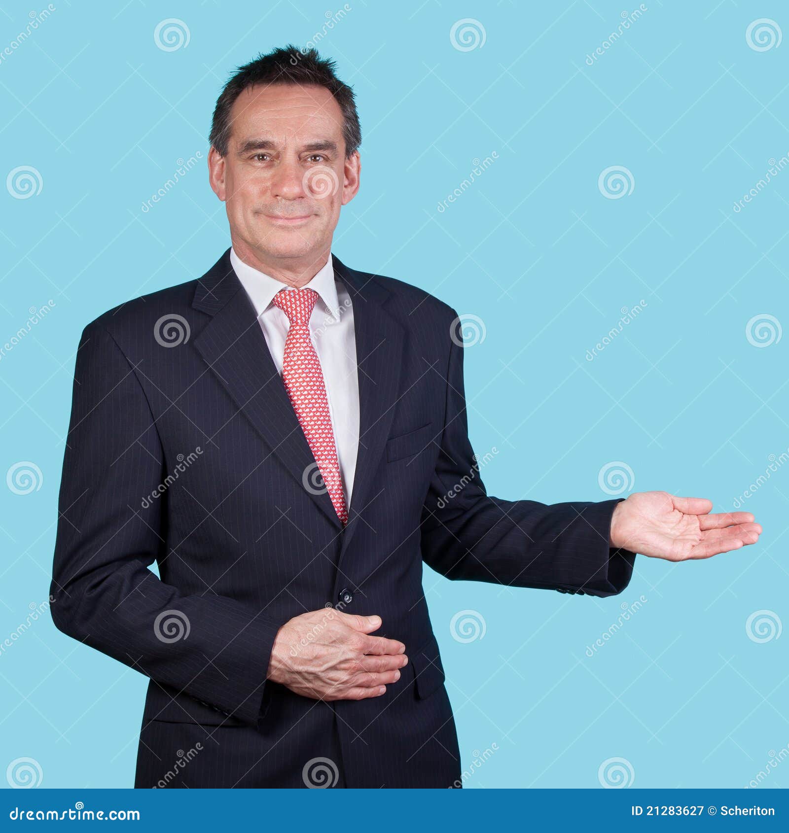 Smiling Business Man Indicating Copy Space Stock Image - Image of ...