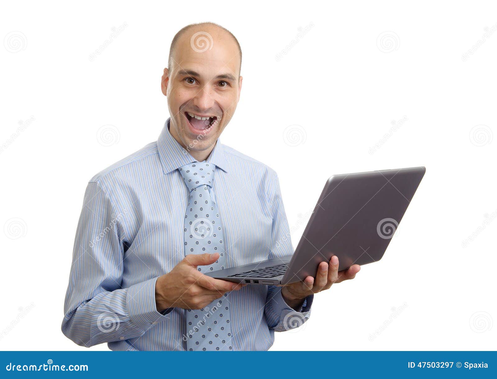 Smiling Business Man with Laptop Stock Image - Image of isolated ...