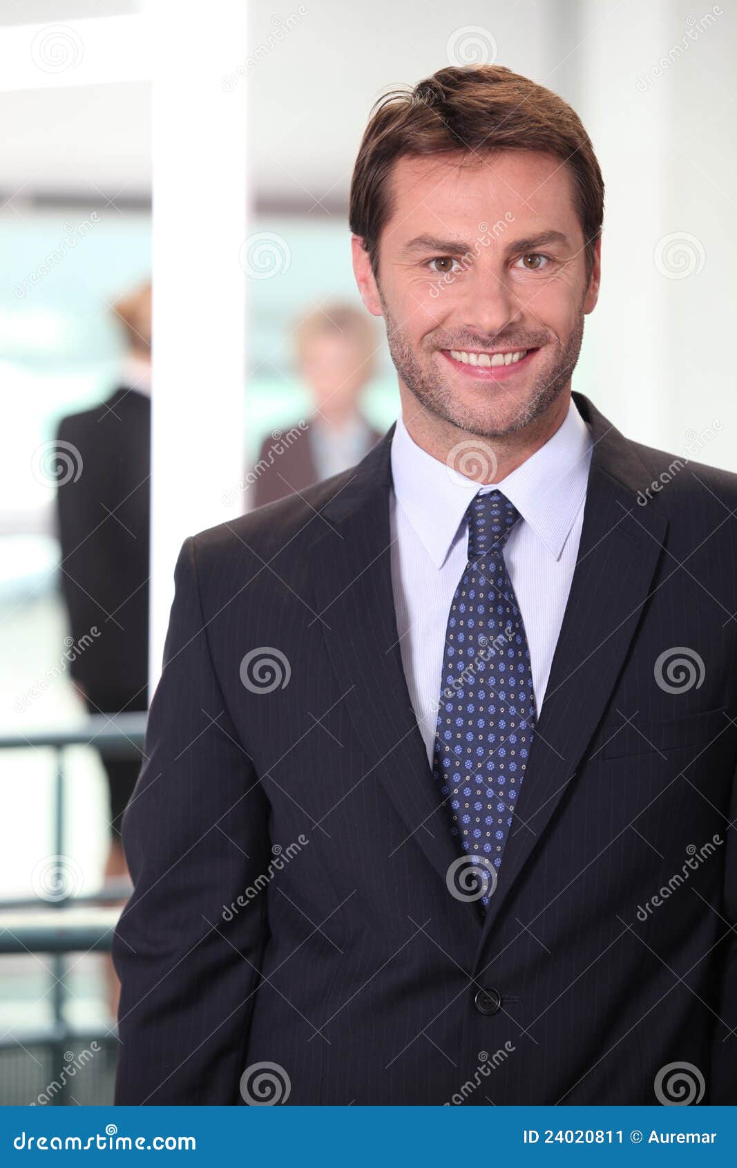 Smiling Business Man Standing Stock Image - Image of employee, office ...
