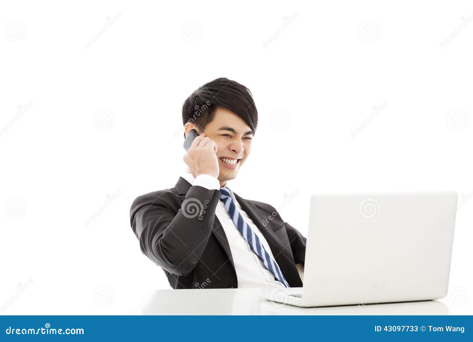 Smiling Business Man Talking Happily by Smart Phone Stock Image - Image ...