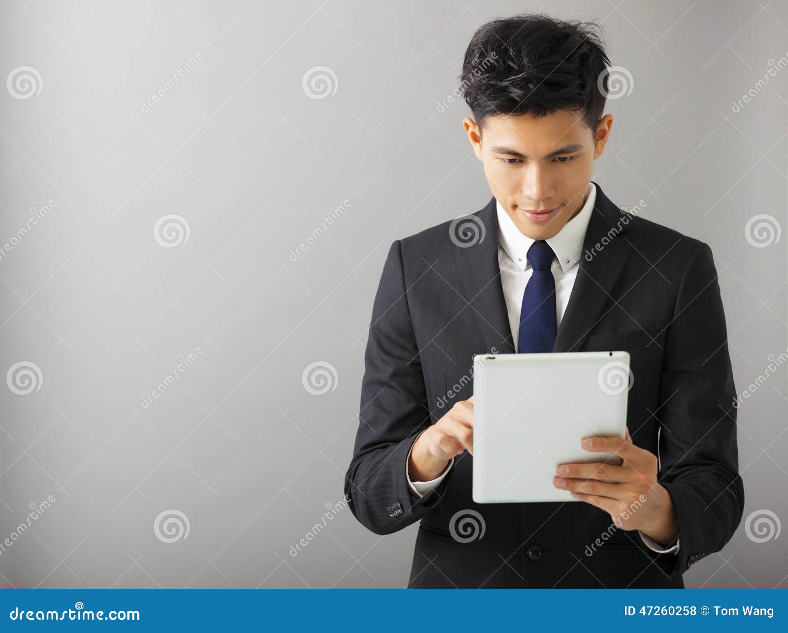 Smiling Business Man Using Tablet Pc Stock Photo - Image of success ...