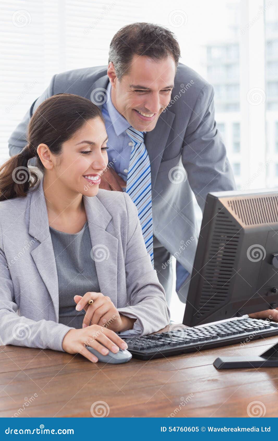 Smiling Business Partners Working Together Stock Image - Image of ...