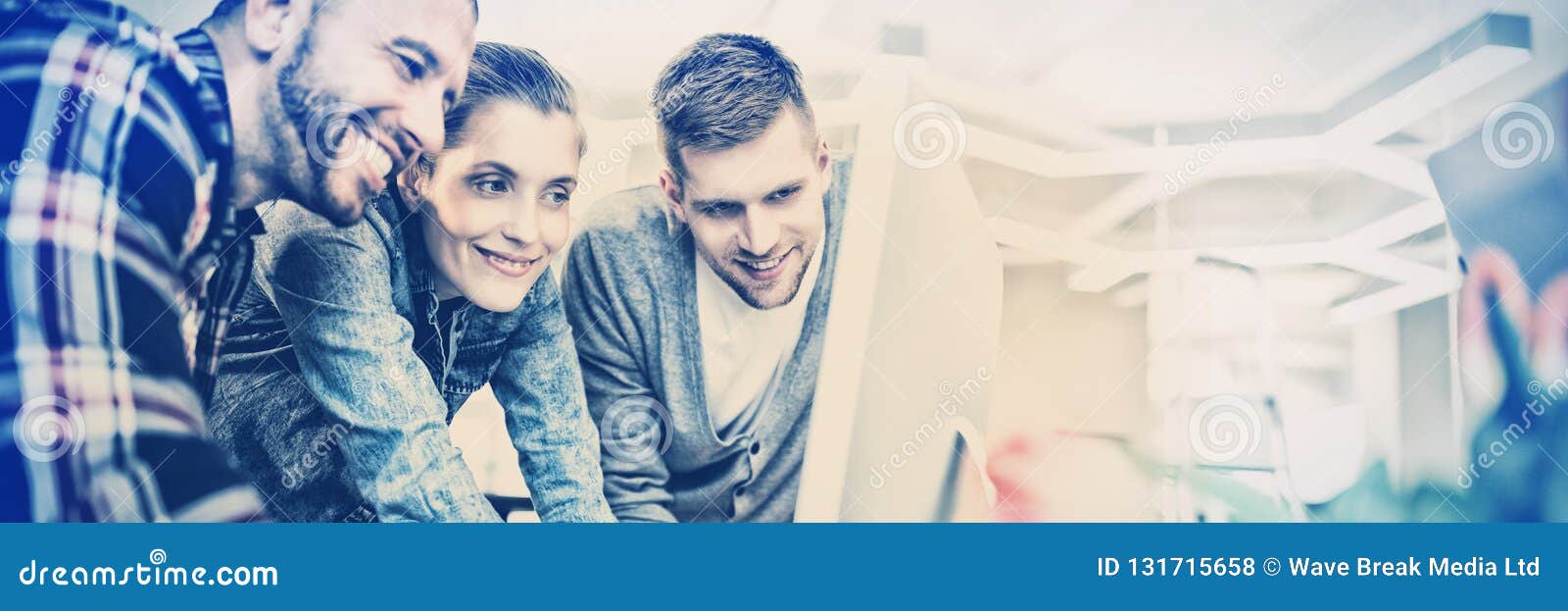 Business People Looking at Computer in Office Stock Photo - Image of ...