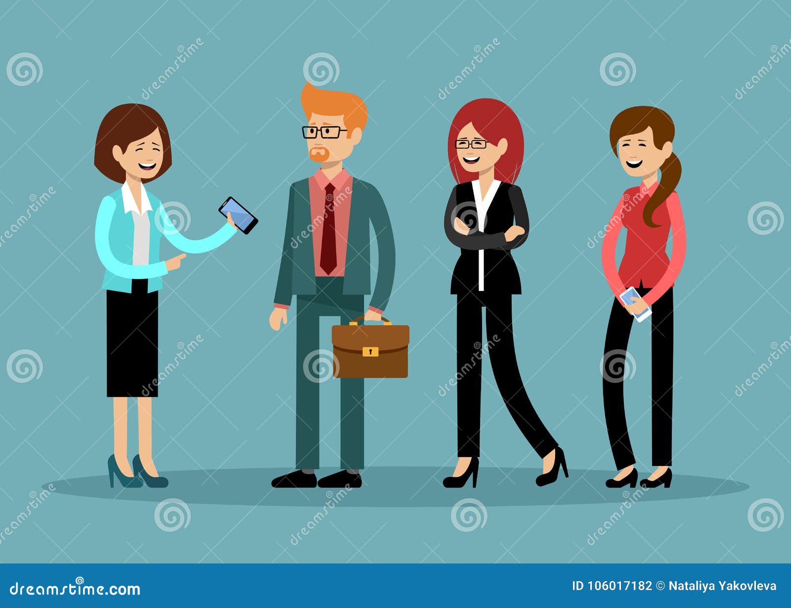 Smiling Business People, Office Workers Stock Vector - Illustration of ...