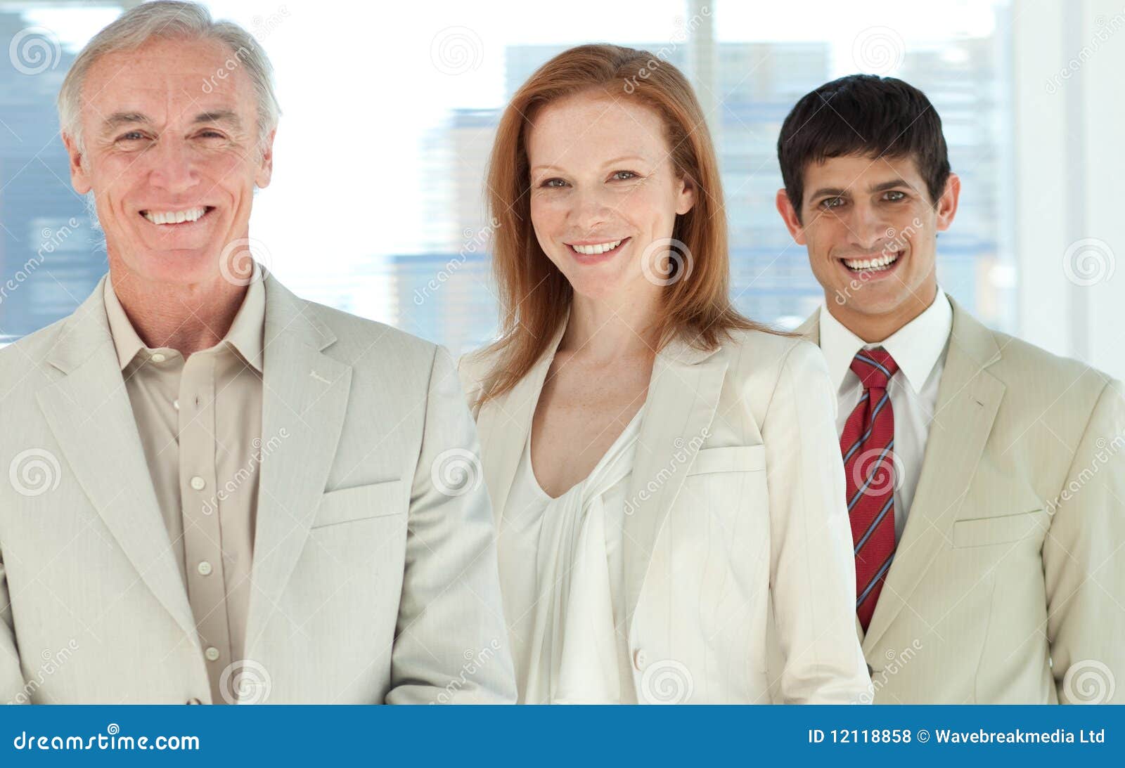 Smiling Business People in a Row Stock Photo - Image of female, group ...