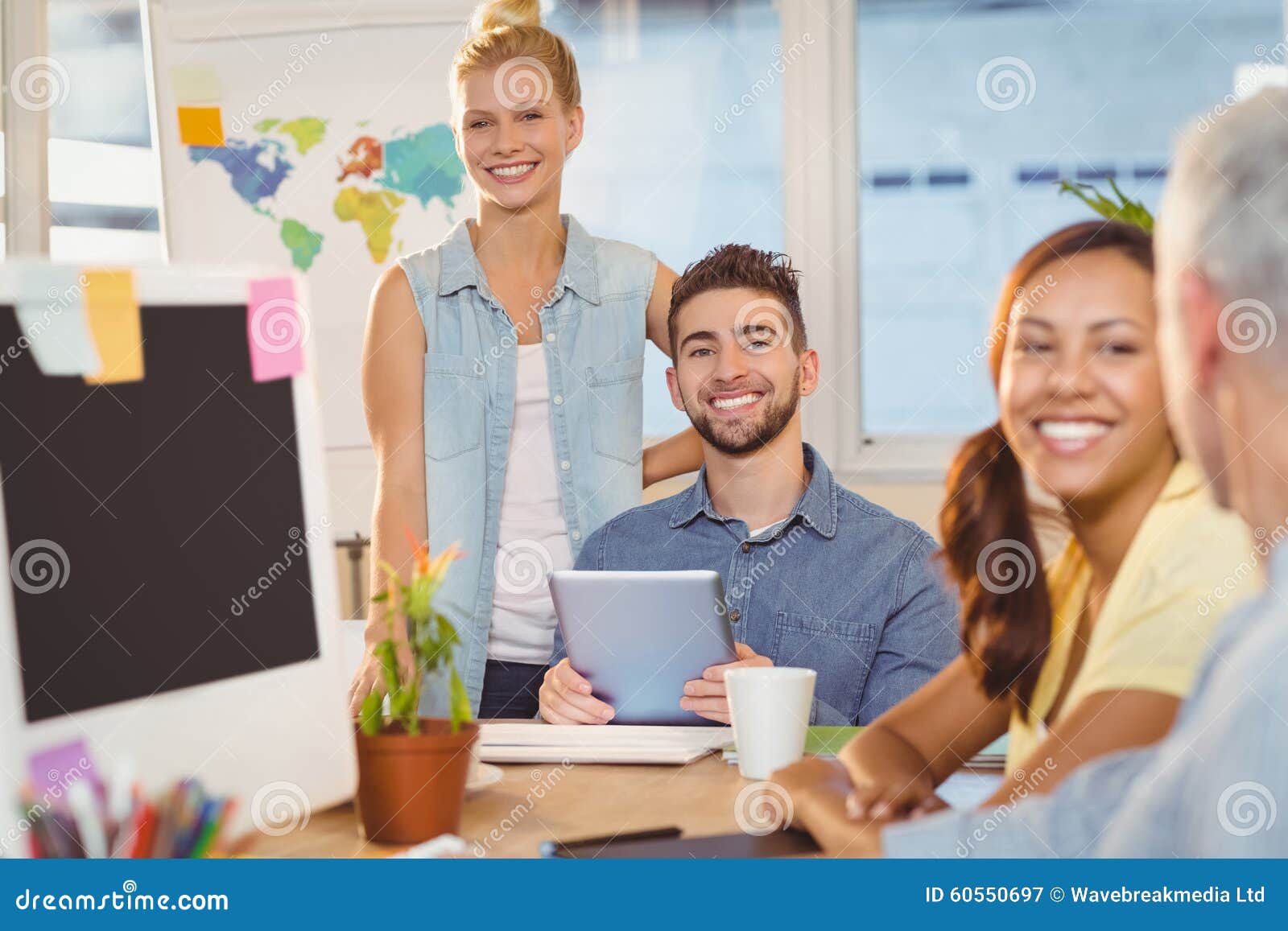 Smiling Business People Using Digital PC Stock Image - Image of design ...