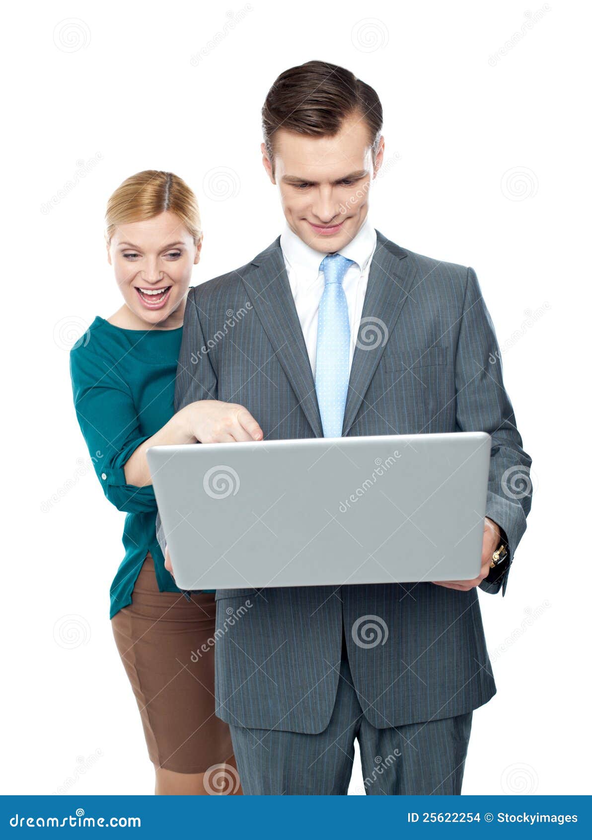Smiling Business People Using Laptop Stock Photo - Image of holding ...