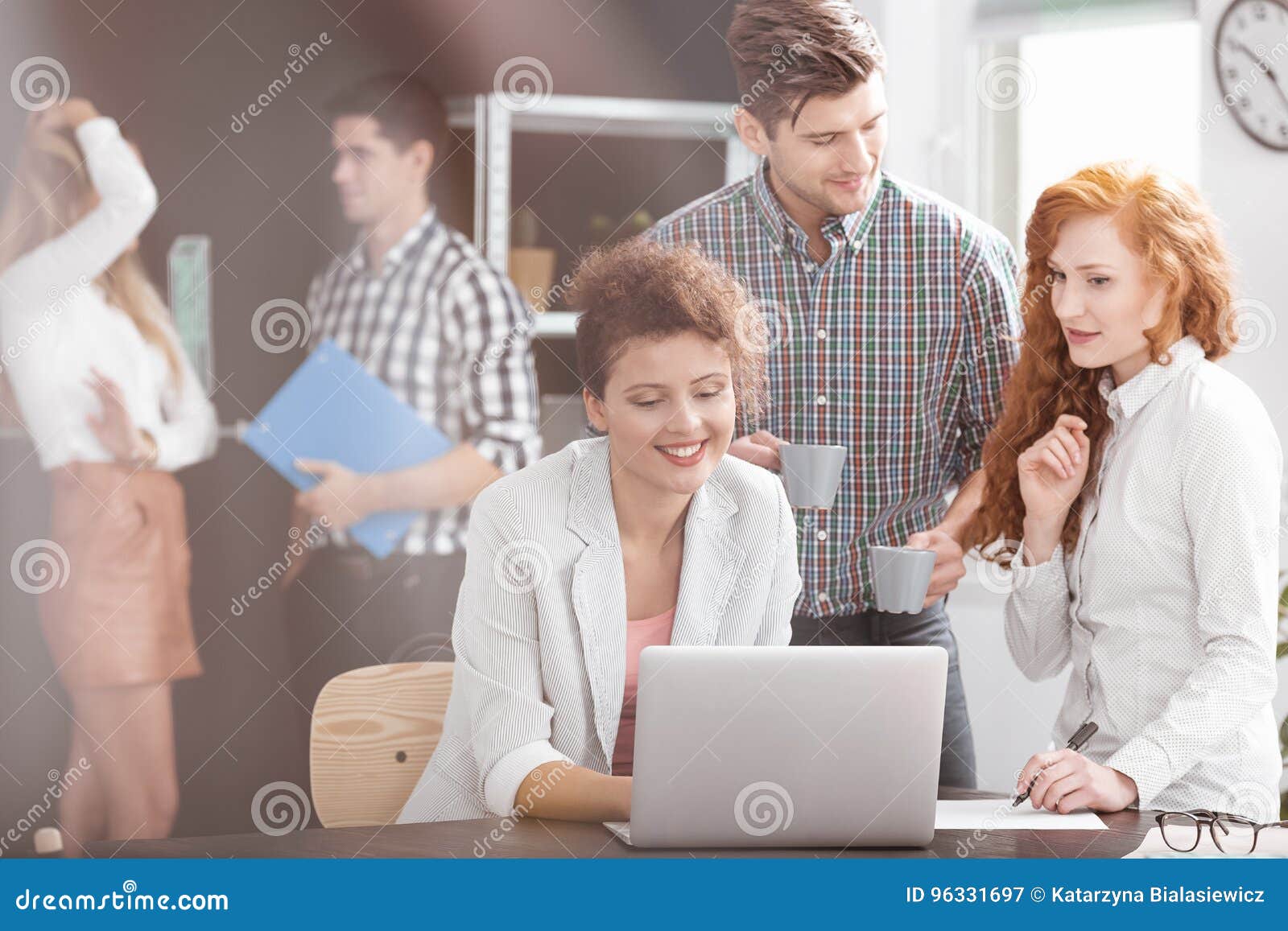 Smiling Business People Using Laptop Stock Image - Image of internet ...