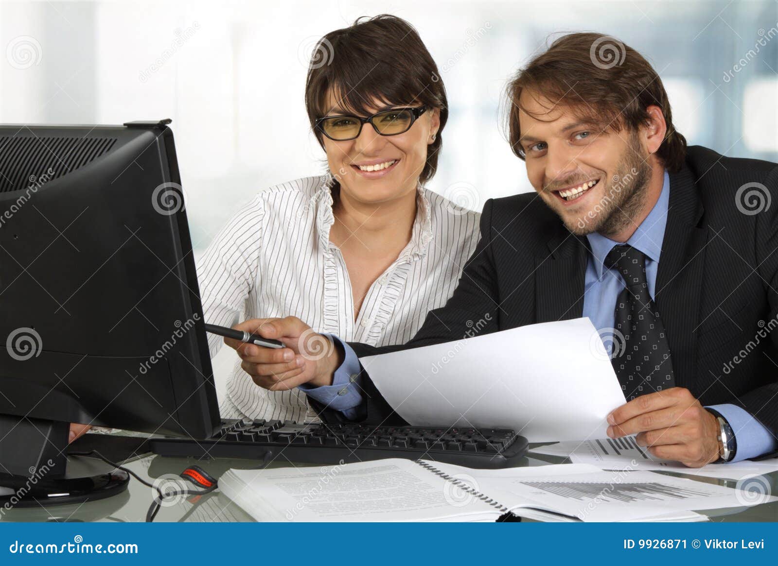 Smiling Business People Working Stock Image - Image of office, working ...