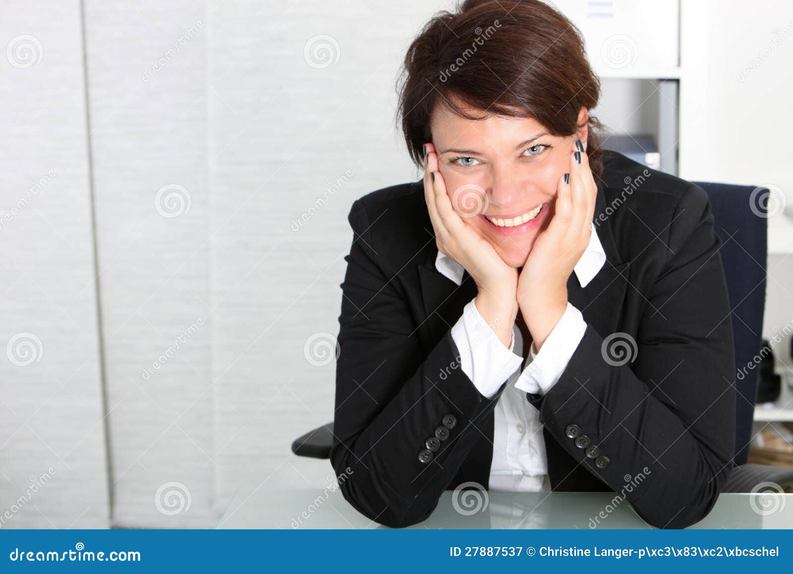 Smiling Business Professional at Her Desk Stock Image - Image of person ...