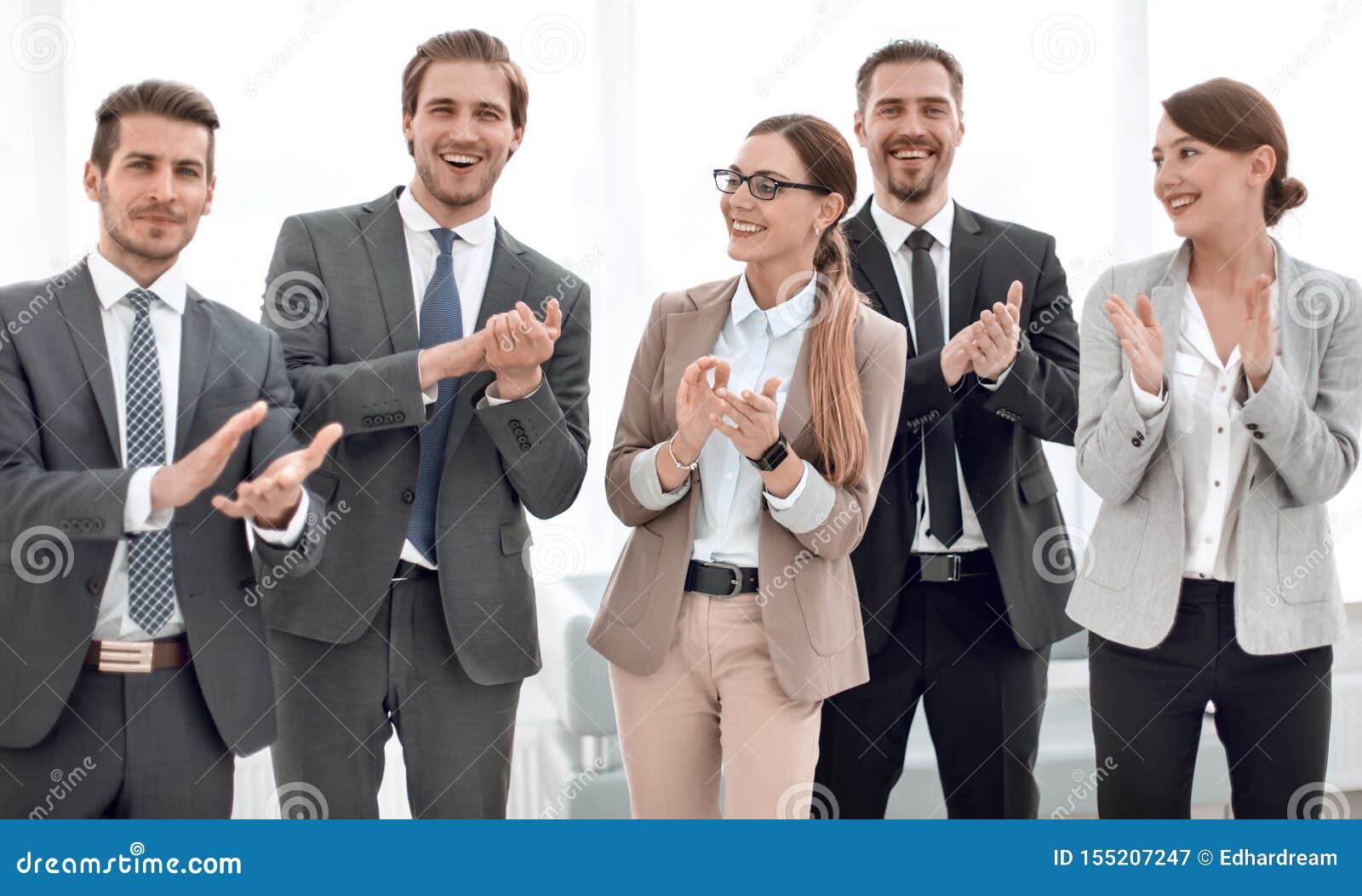 Smiling Business Team Applauds Their Success Stock Image - Image of ...