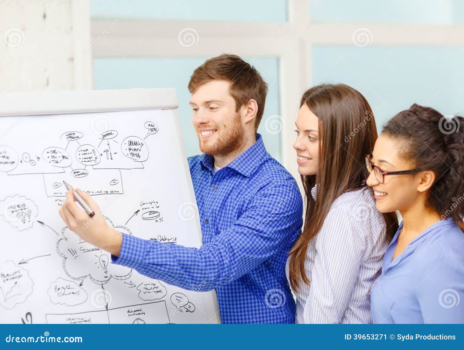 Smiling Business Team Discussing Plan in Office Stock Image - Image of ...