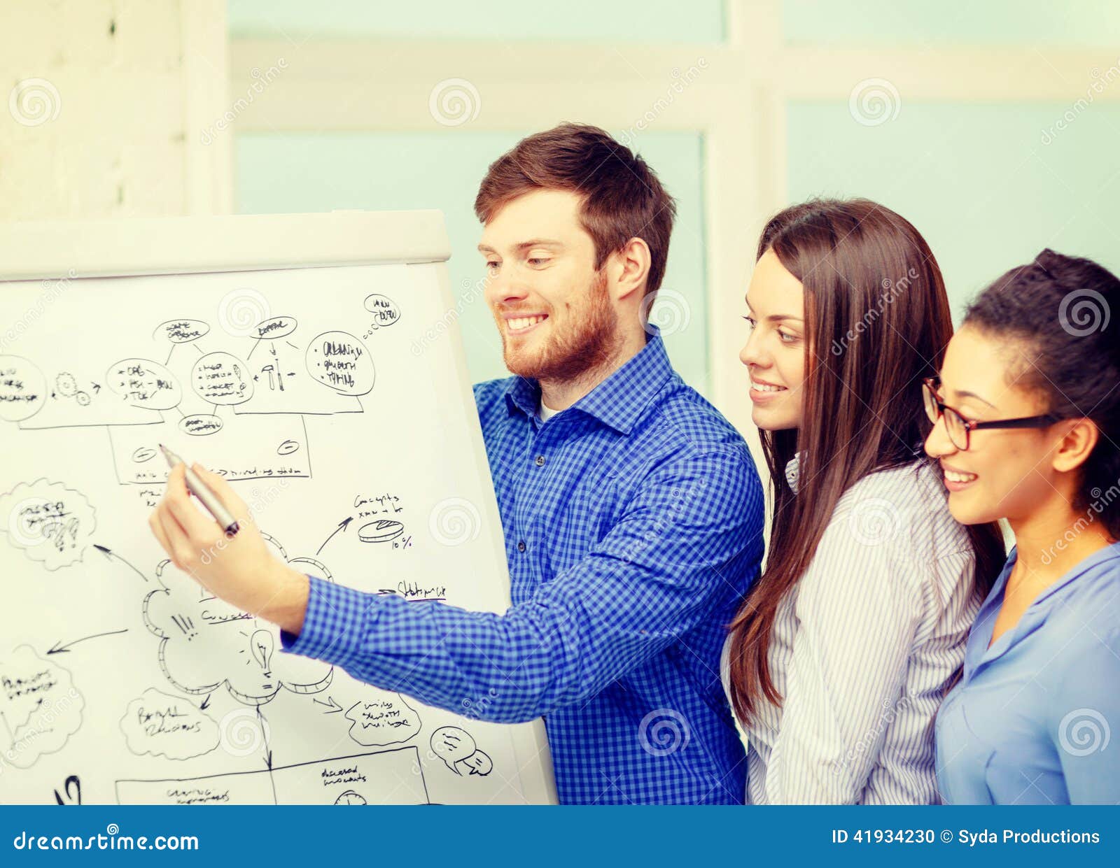 Smiling Business Team Discussing Plan in Office Stock Photo - Image of ...