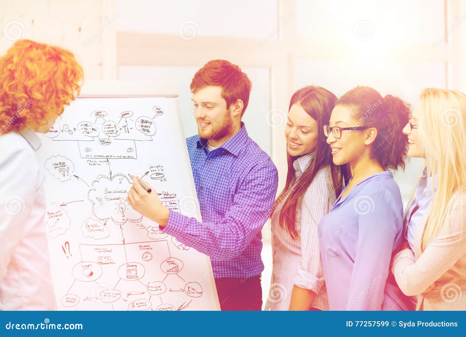 Smiling Business Team Discussing Plan in Office Stock Image - Image of ...