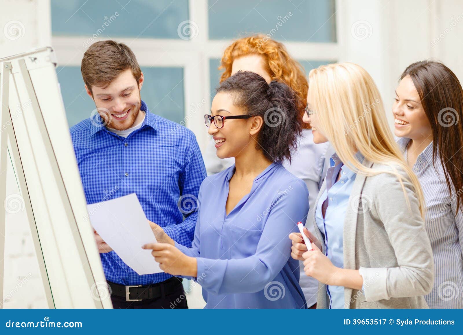 Smiling Business Team Having Discussion in Office Stock Image - Image ...