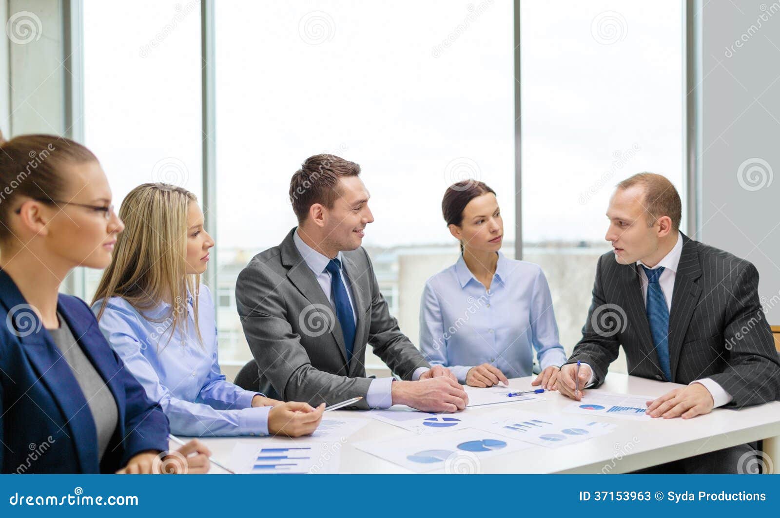 Smiling Business Team at Meeting Stock Image - Image of corporate ...