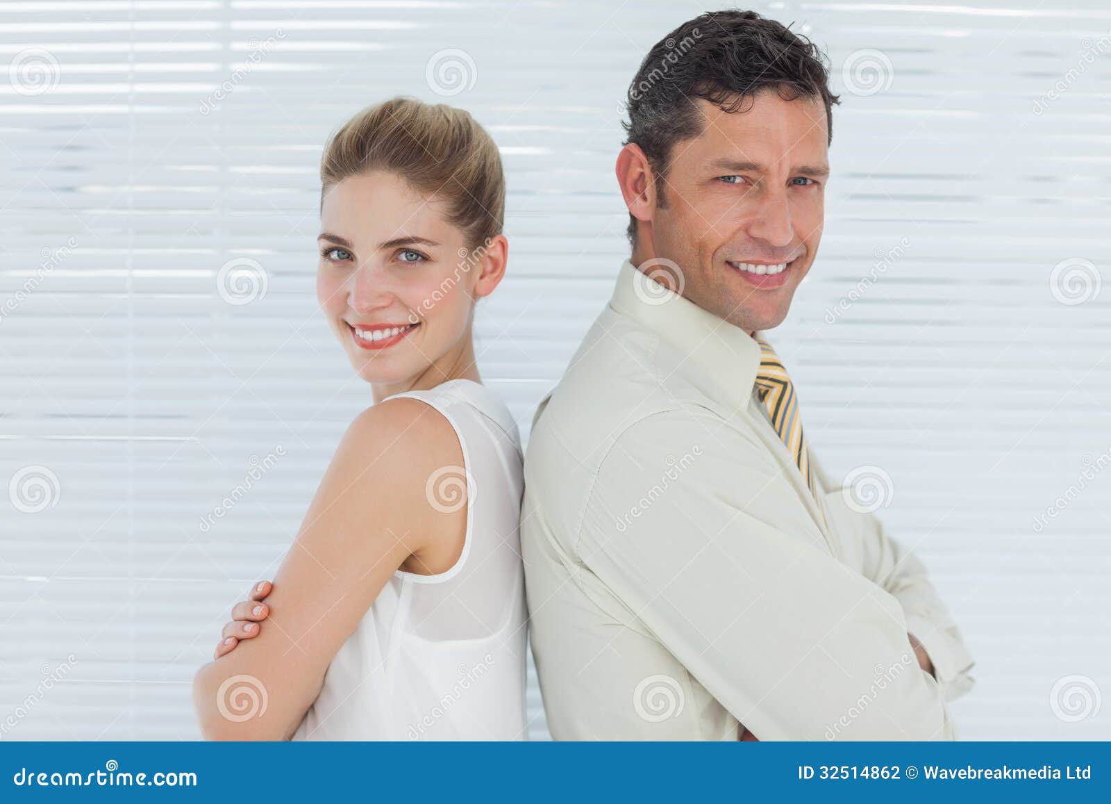 Smiling Business Team Posing Back To Back Stock Photo - Image of long ...
