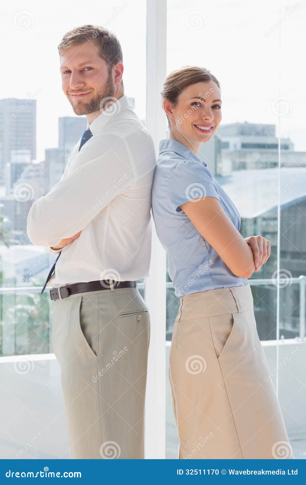 Smiling Business Team Standing Back To Back Stock Photo - Image of ...