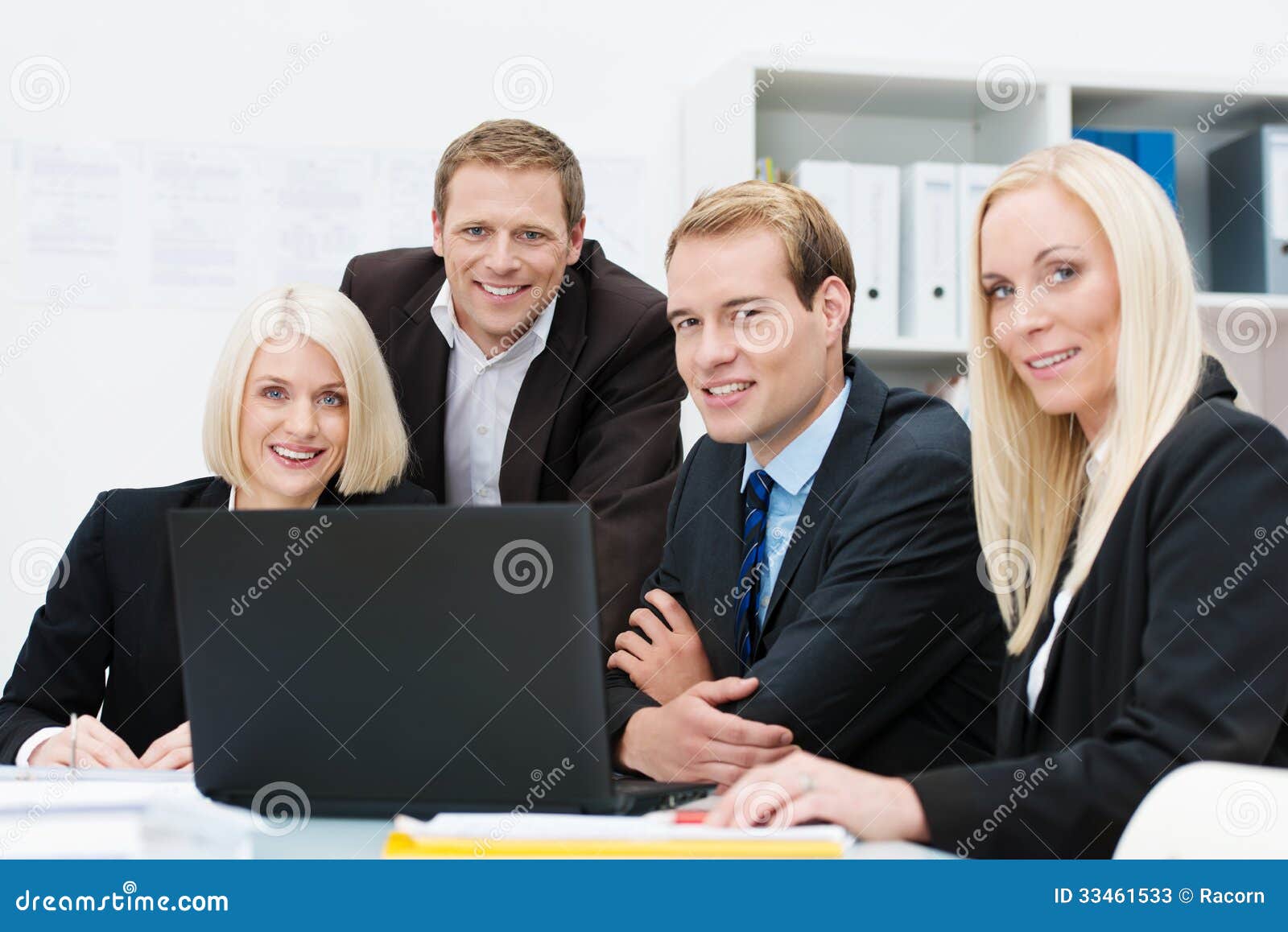 Smiling Business Team at Work in the Office Stock Image - Image of ...