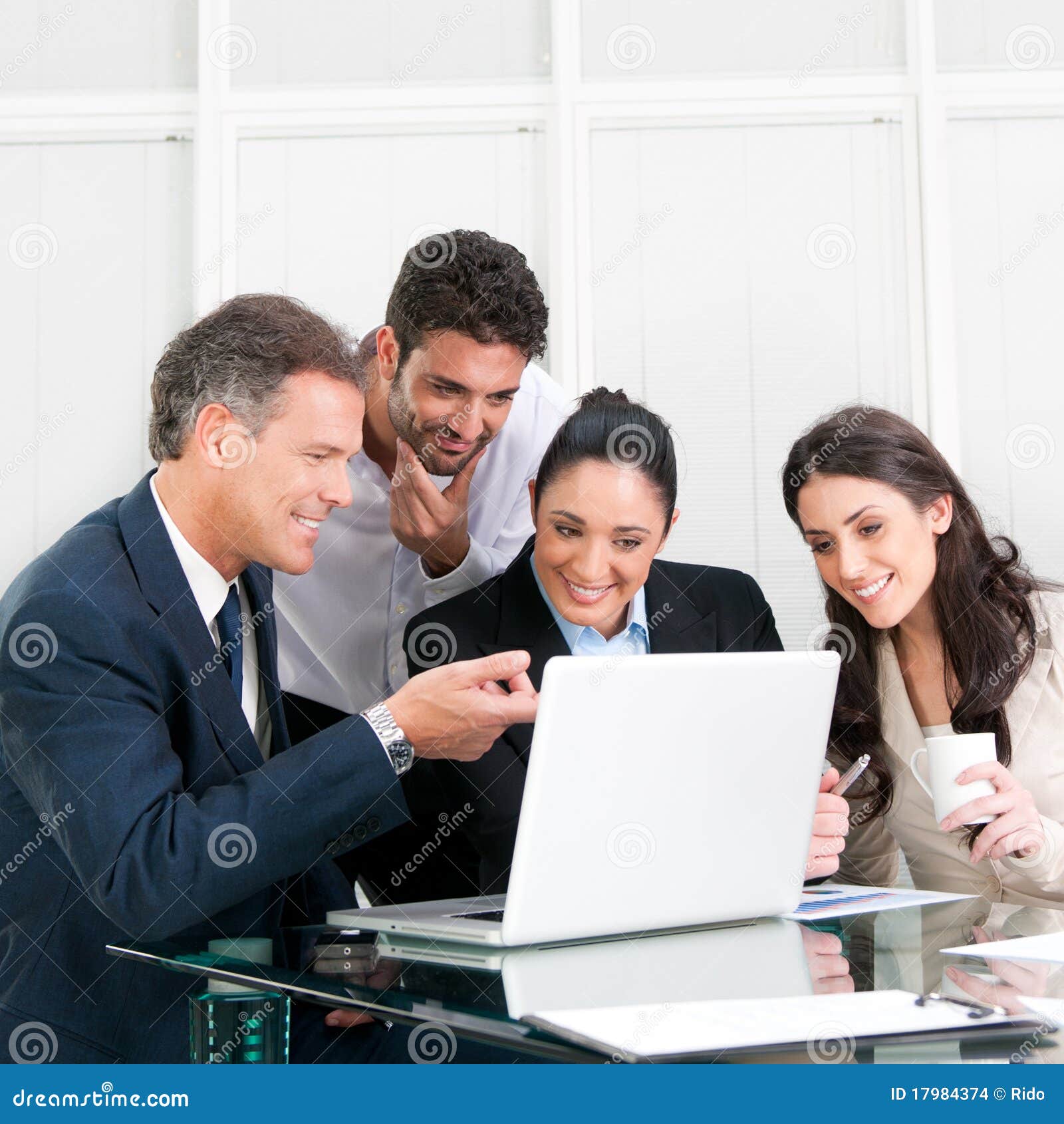 Smiling Business Team Working Stock Photo - Image of latin, computer ...