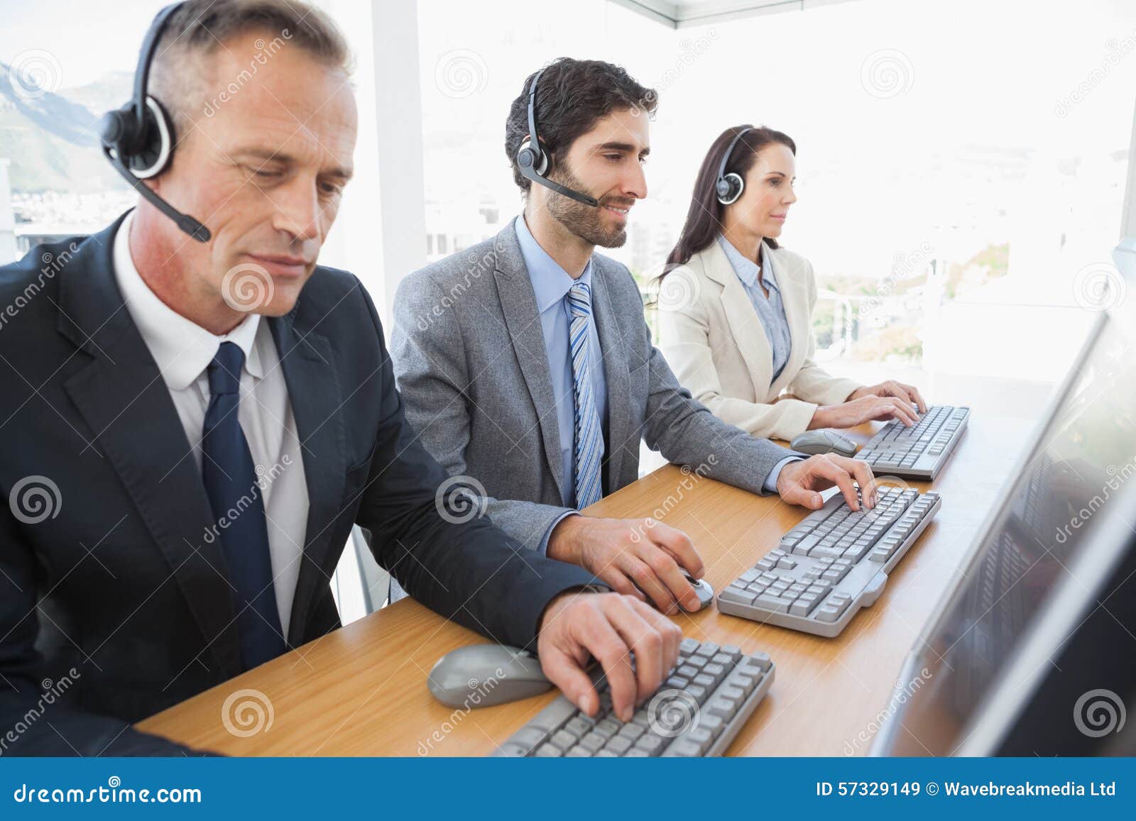 Smiling Business Team Working Hard Stock Image - Image of length ...