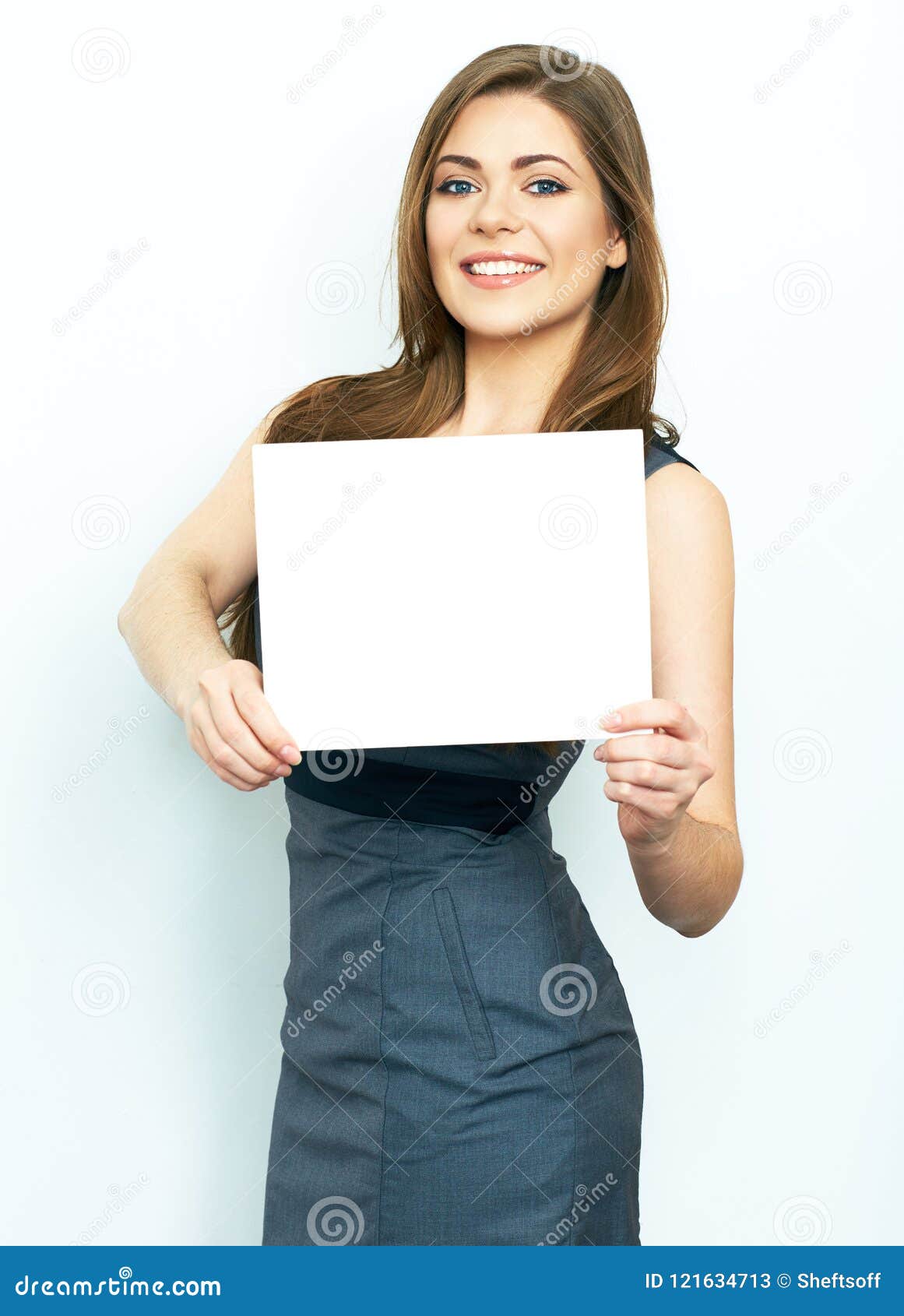 Smiling Business Woman Hold White Advertising Board. Stock Image ... Smiling Business Woman Hold White Advertising Board. Stock Image ...