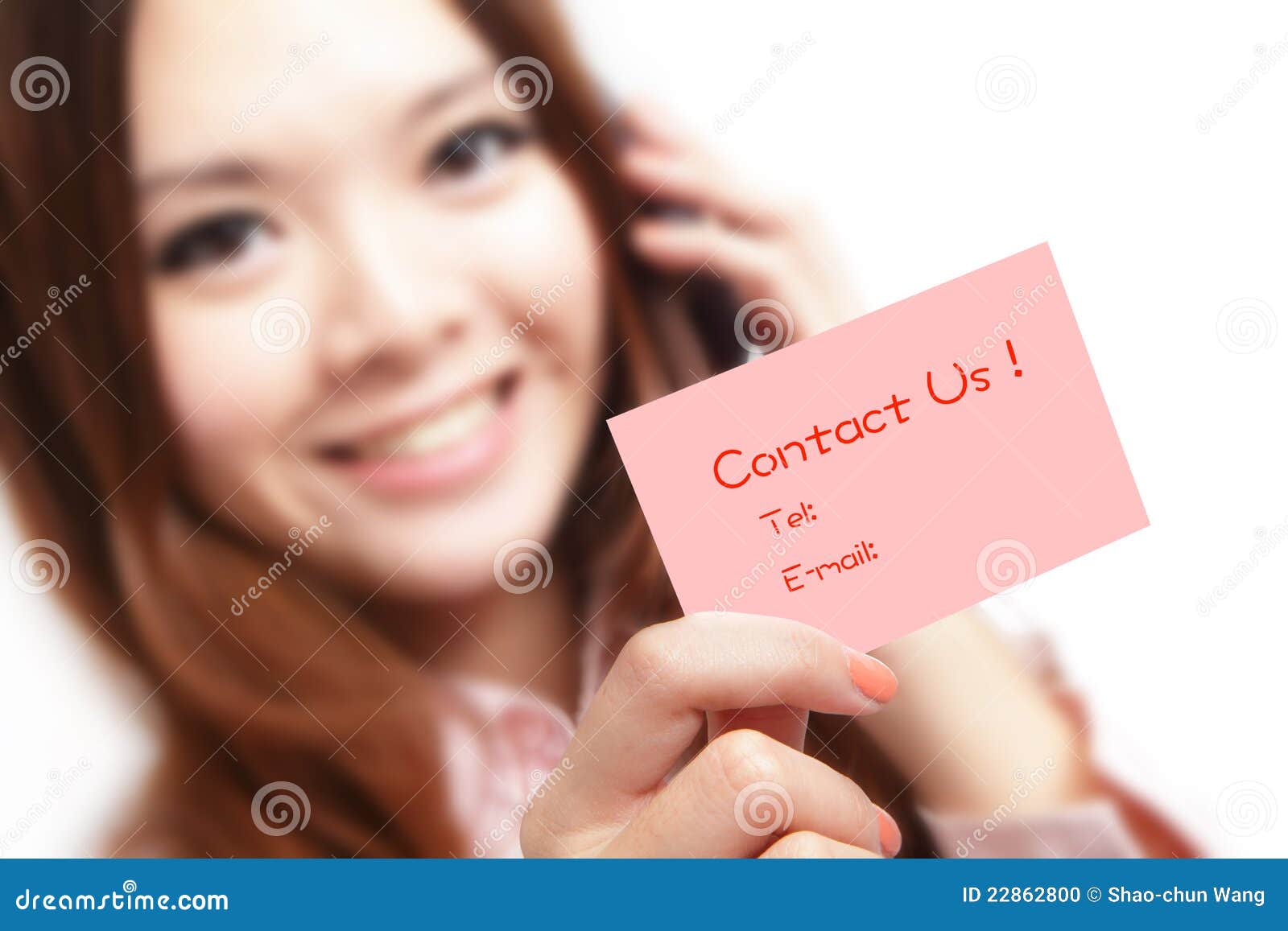Smiling Business Woman Holding a Card (Contact Us) Stock Photo - Image ... Smiling Business Woman Holding a Card (Contact Us) Stock Photo - Image ...