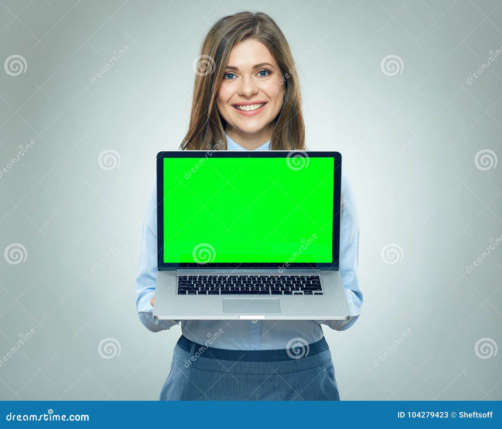 Smiling Business Woman Holding Laptop Computer with Copy Spase S Stock ... Smiling Business Woman Holding Laptop Computer with Copy Spase S Stock ...
