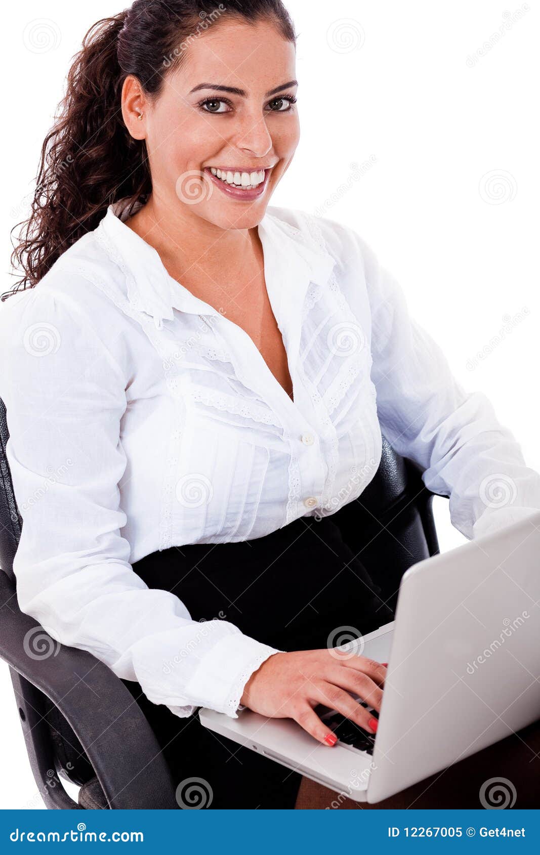 Smiling Business Woman with Laptop Stock Image - Image of lady ...