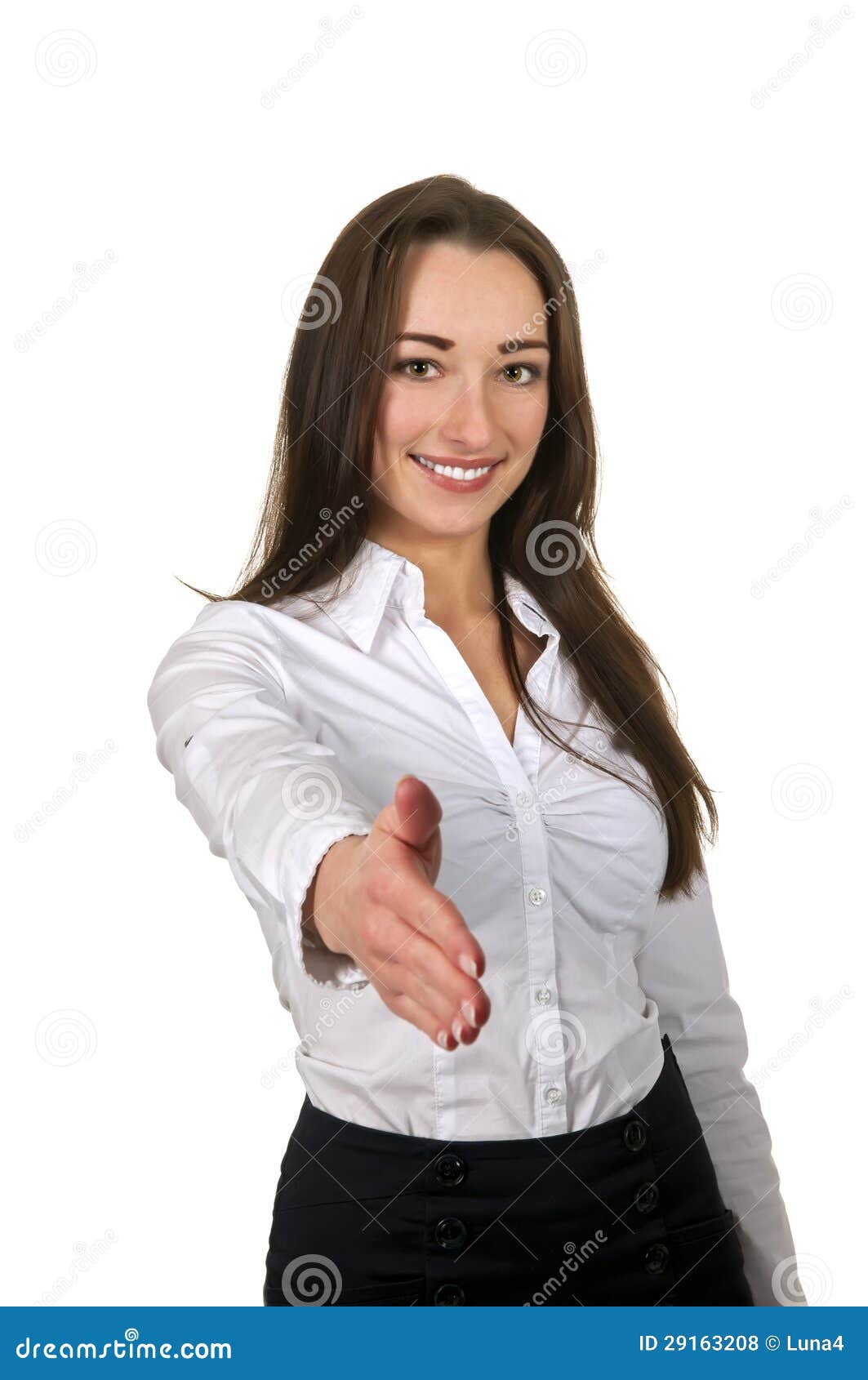 Smiling Business Woman Offering Handshake Stock Photo - Image of shot ...