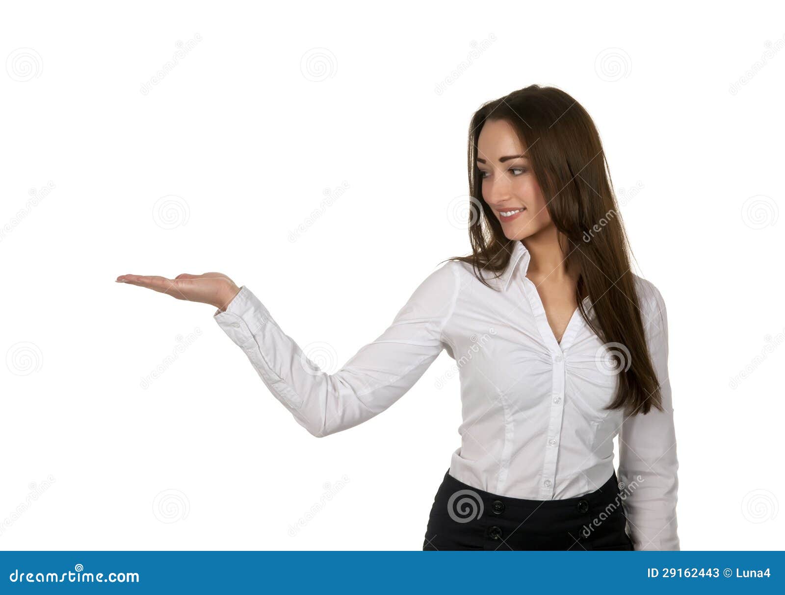 Smiling Business Woman Presenting Stock Image - Image of black, copy ...