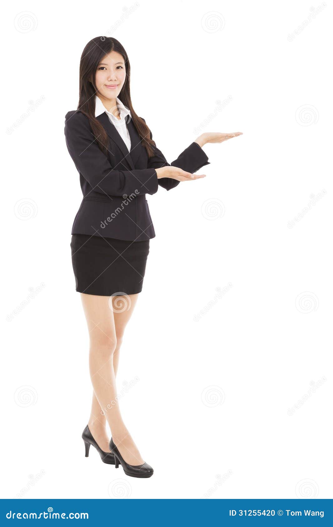 Smiling Business Woman Presenting Stock Photo - Image of girl, employee ...