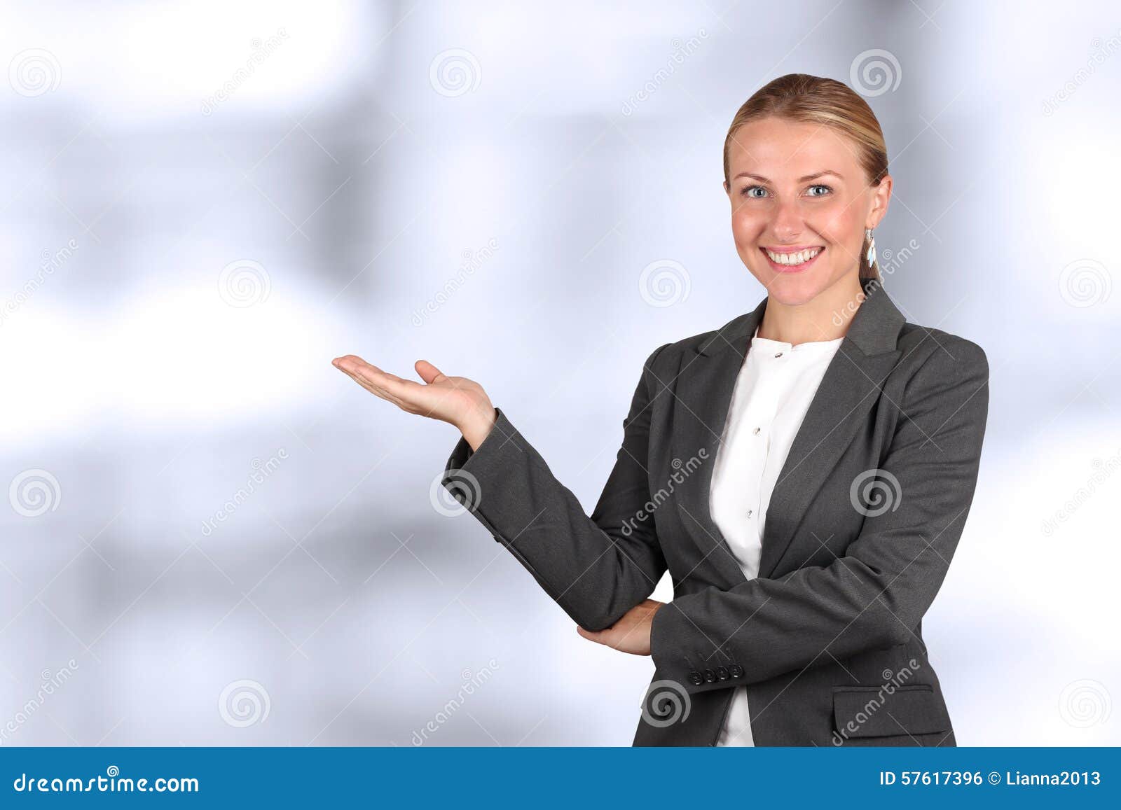 Smiling Business Woman Presenting. Presentations Stock Photo - Image of ...