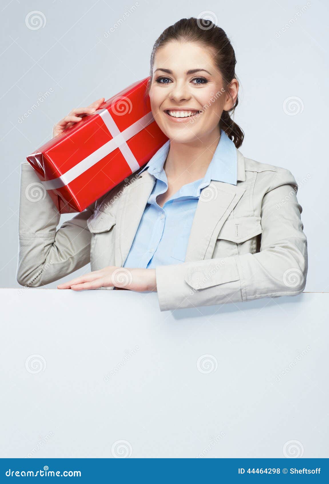 Smiling Business Woman Red Gift Box Hold. Stock Photo - Image of girl ... Smiling Business Woman Red Gift Box Hold. Stock Photo - Image of girl ...