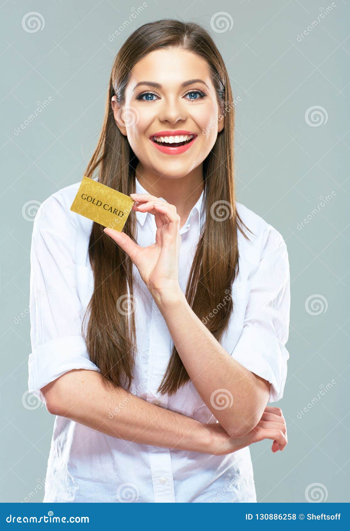 Smiling Business Woman Show Credit Card. Stock Photo - Image of female ... Smiling Business Woman Show Credit Card. Stock Photo - Image of female ...