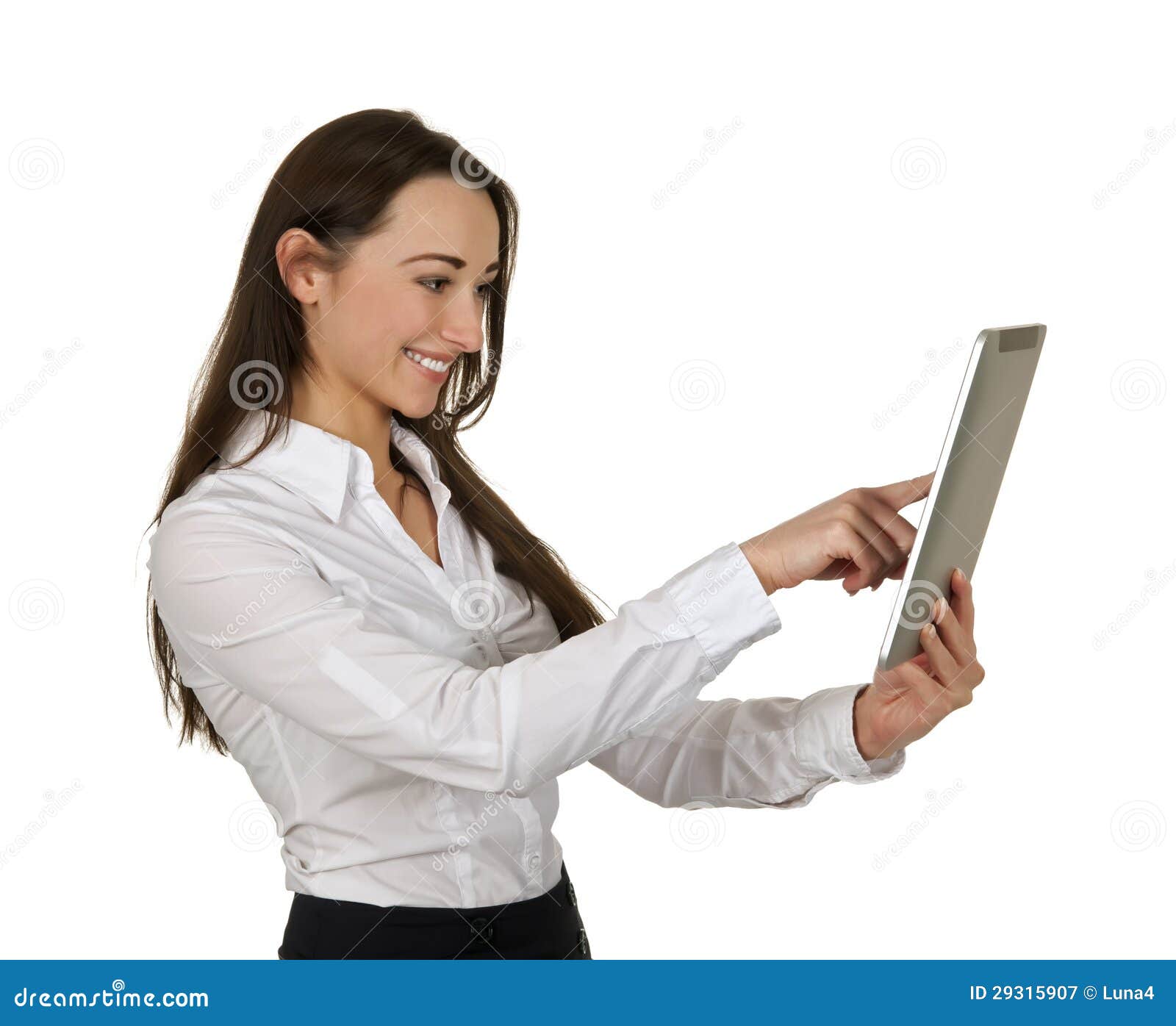 Smiling Business Woman Using Tablet Computer Stock Image - Image of ...
