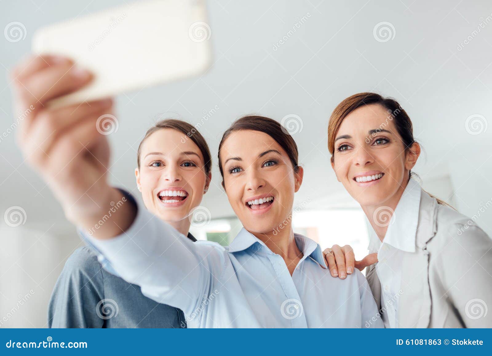 Smiling Business Women Team Taking A Selfie Stock Image Image Of