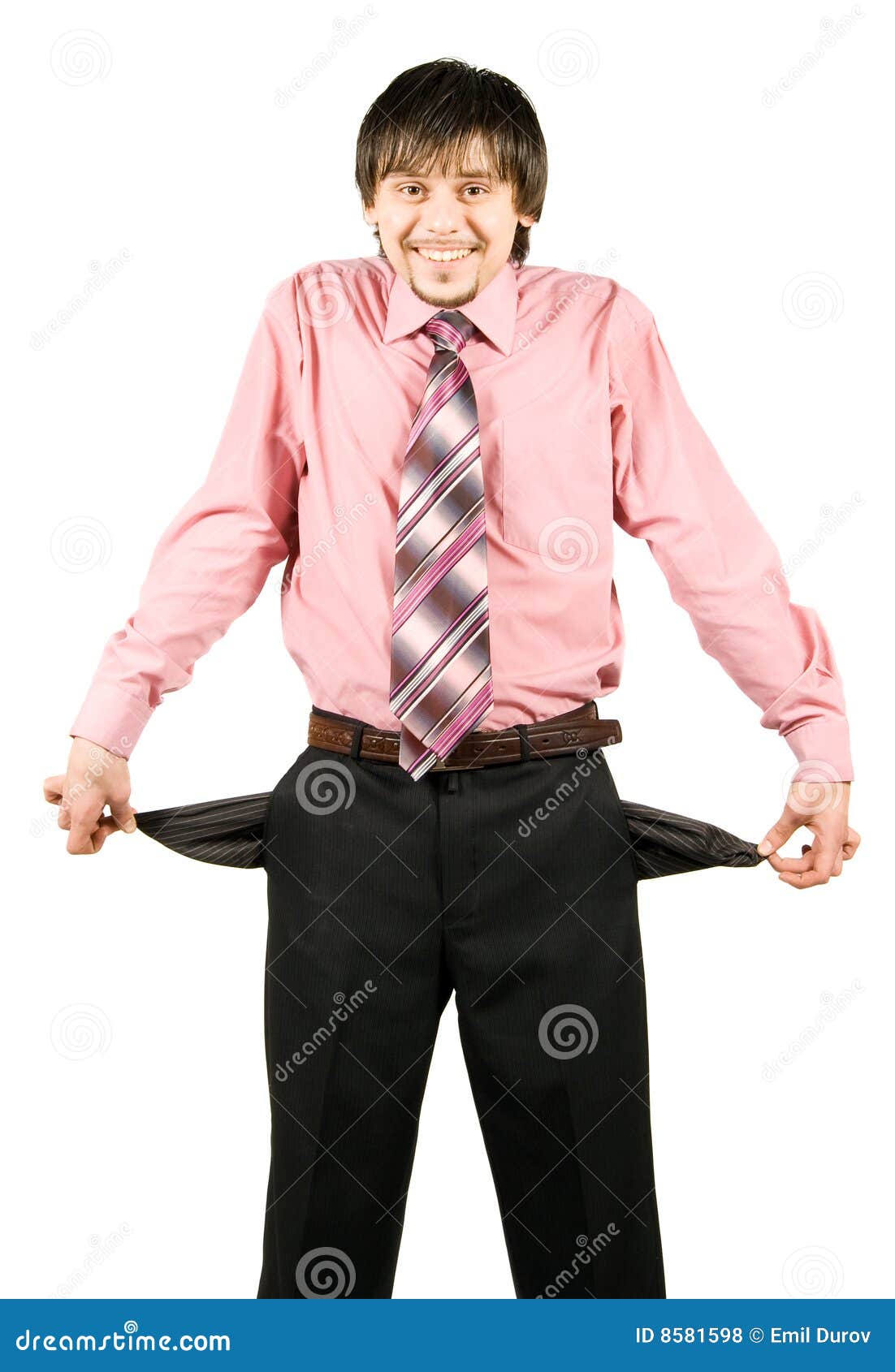 Smiling Businessman with Empty Pockets Stock Photo - Image of lifestyle ...