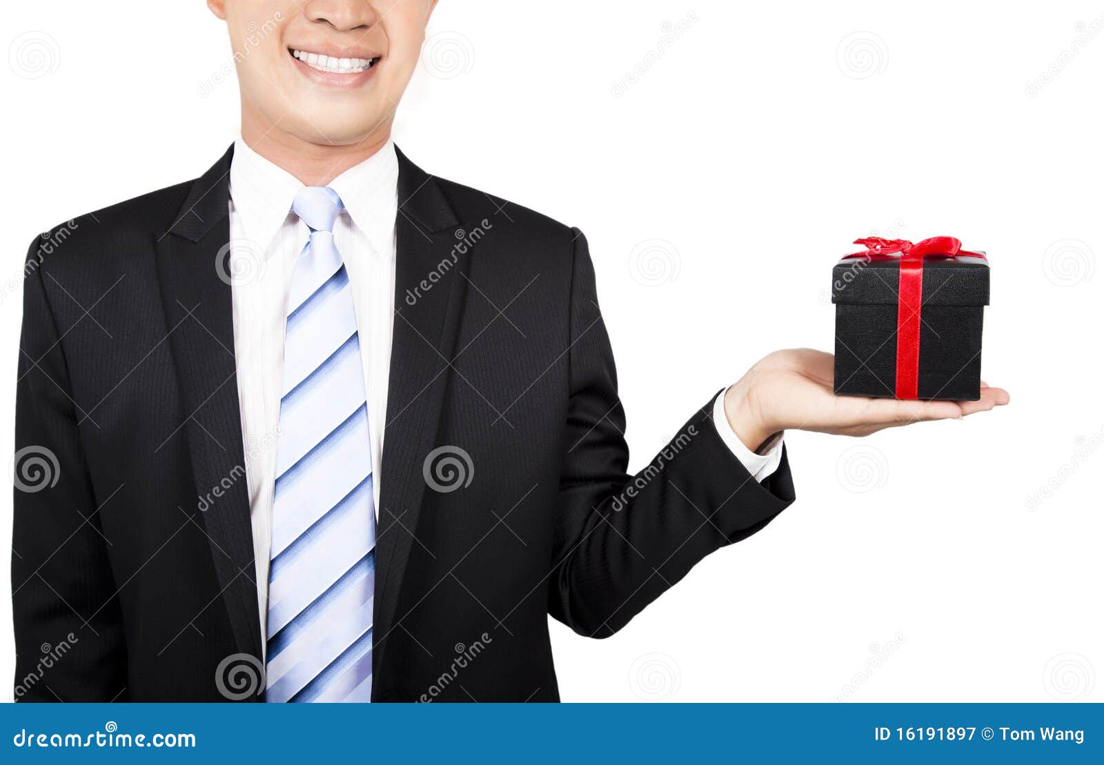 Smiling Businessman with a Gift Stock Image - Image of give, business ...