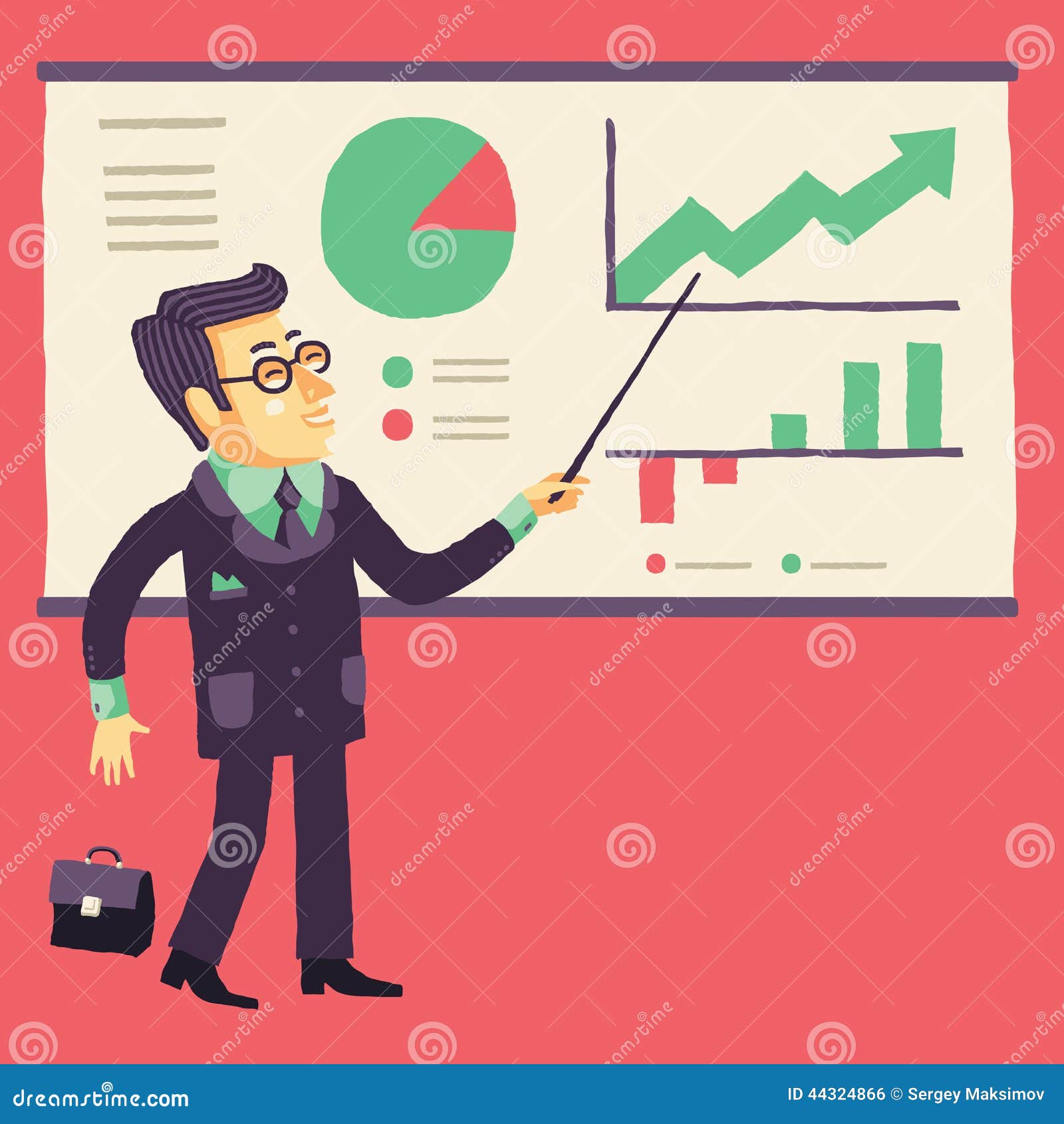 The Smiling Businessman Giving a Projects Presentation. Stock Vector ...