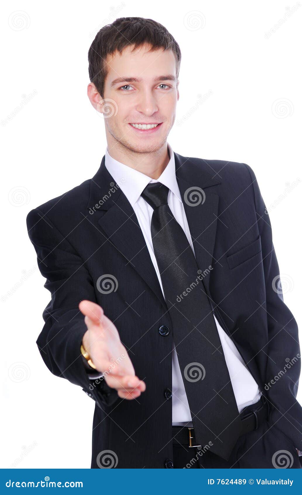Smiling Businessman with Handshake Stock Image - Image of agree ...