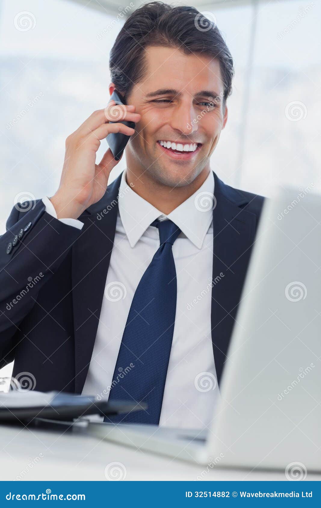 Smiling Businessman Having a Phone Call Stock Photo - Image of office ...
