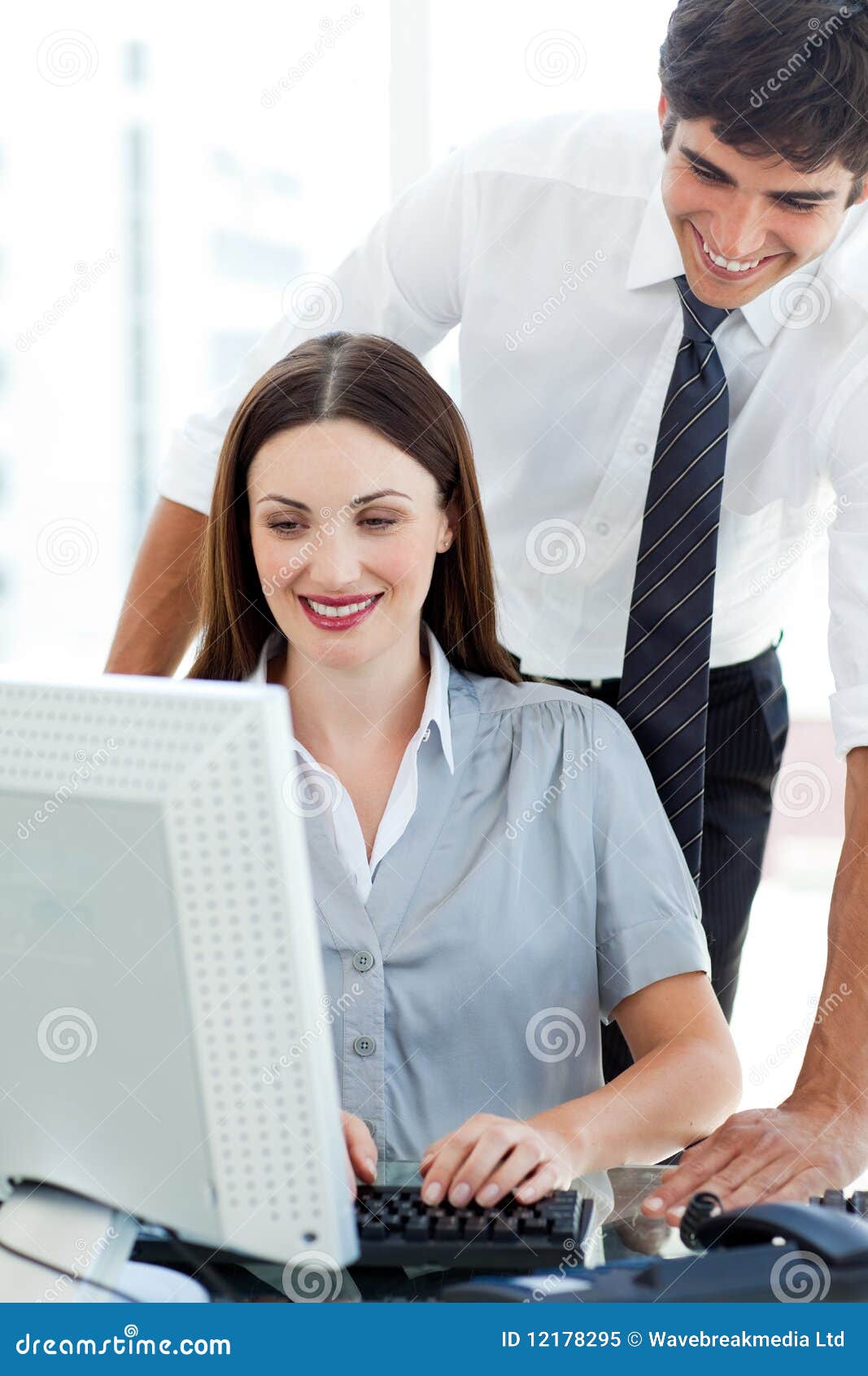 Smiling Businessman Helping His Colleague Stock Image - Image of ...