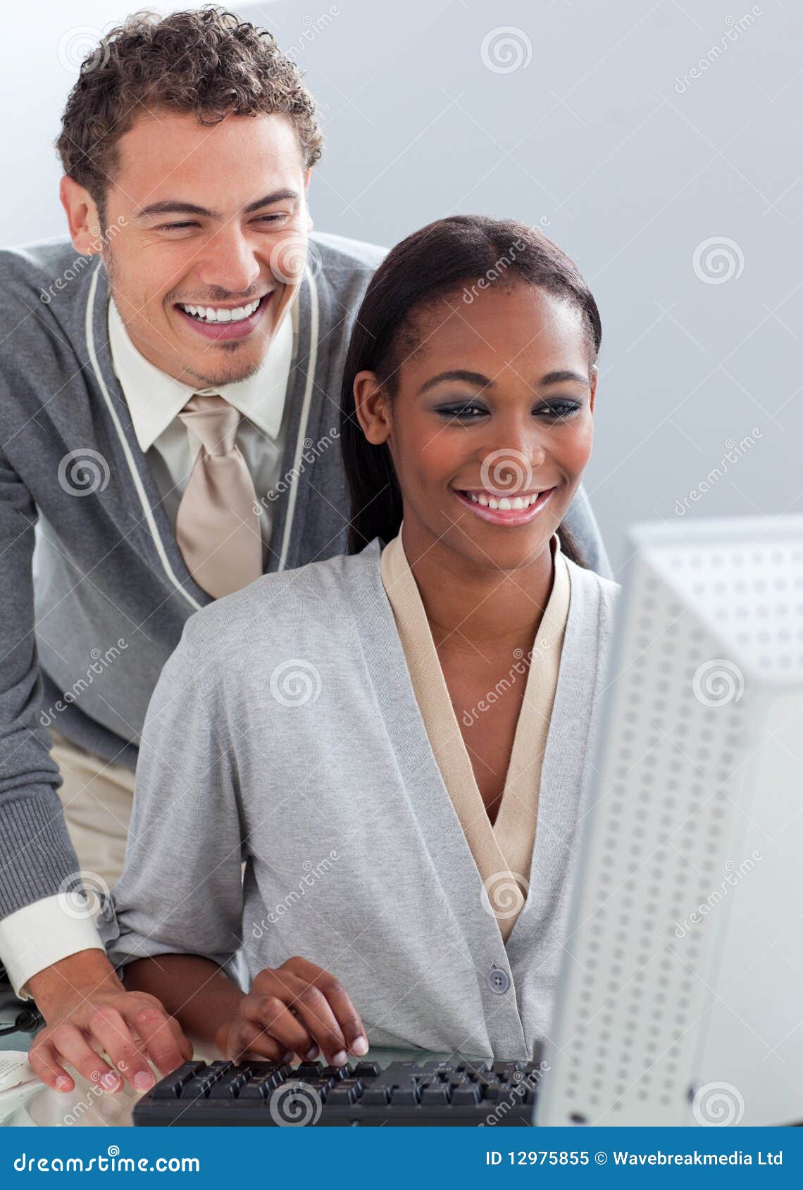 Smiling Businessman Helping His Colleague Stock Image - Image of ...