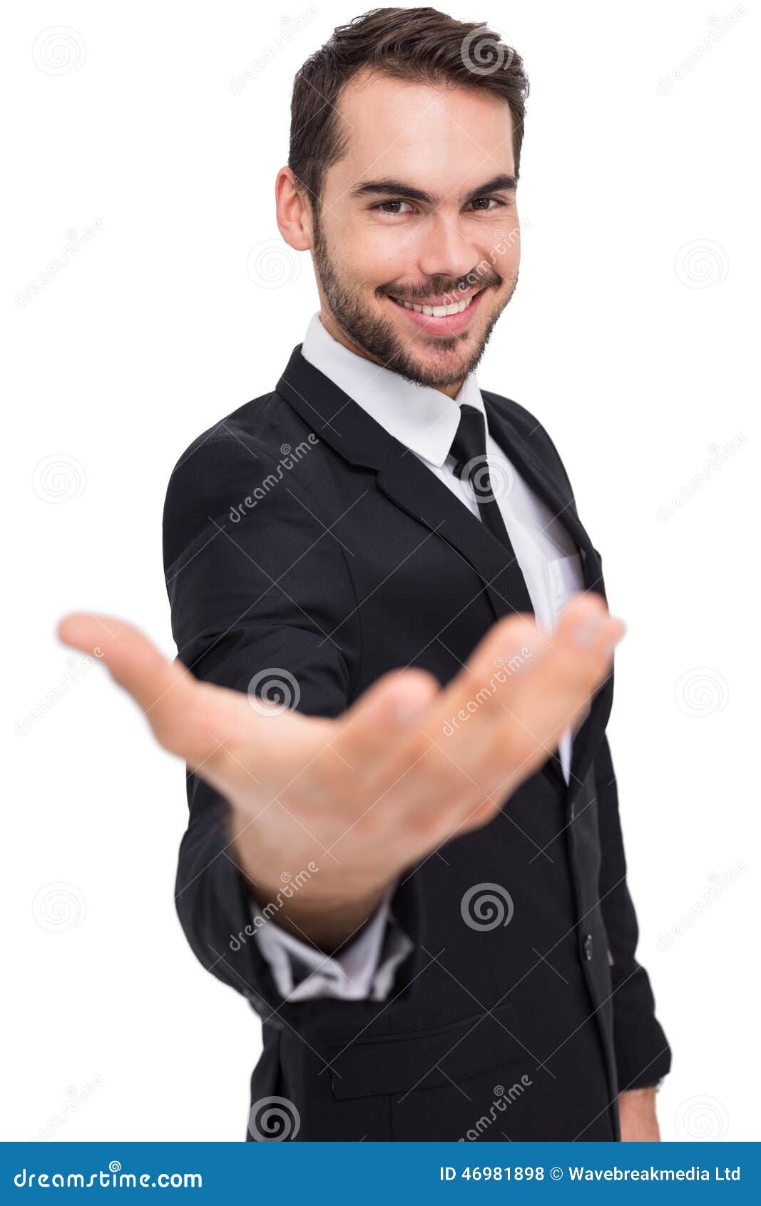 Smiling Businessman with His Hand Out Stock Photo - Image of caucasian ...