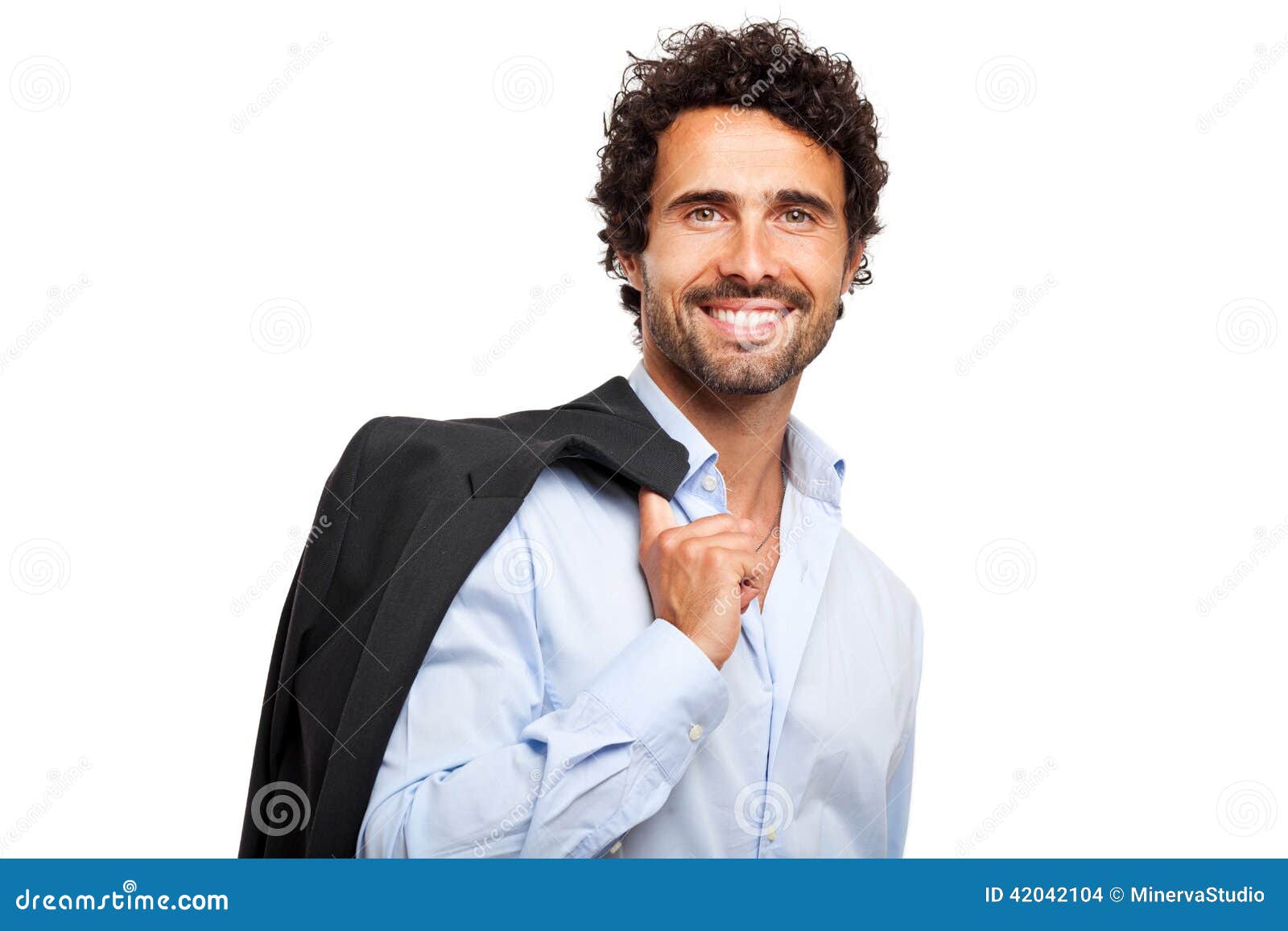 Smiling Businessman Holding His Jacket Stock Photo - Image of person ...