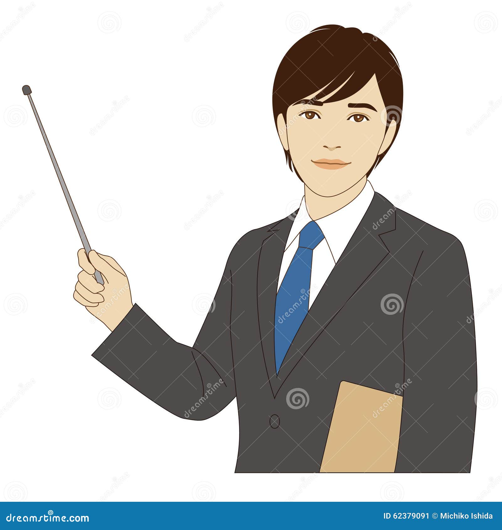 Smiling Businessman Holding a Pointer Stick Stock Illustration ...