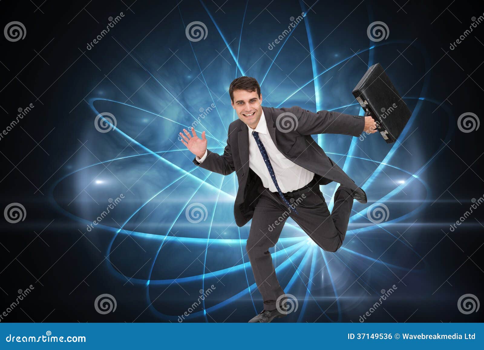 Smiling Businessman in a Hury Stock Photo - Image of digital, digitally ...