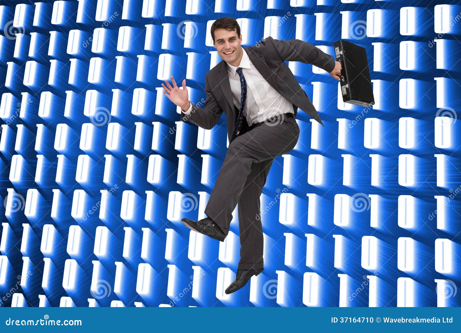 Smiling Businessman in a Hury Stock Photo - Image of digital, elegant ...